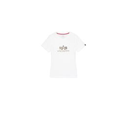 T-Shirt Alpha Industries "Basic T-Shirt BL Mirror Leo W", Damen, Gr. L, wei&szlig;, Obermaterial: 100% Baumwolle, Shirts T-Shirt