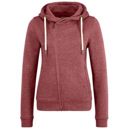Kapuzensweatjacke oxmo "Kapuzensweatjacke OXVicky", Damen, Gr. XS, rot (wine r mel), Obermaterial: 80% Polyester PES. 20% Baumwolle CO., Sweatjacken