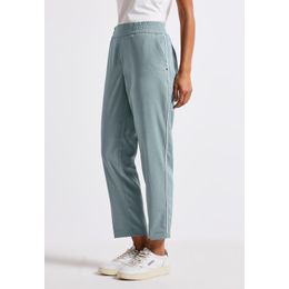 Jogger Pants Street One, Damen, Gr. 40, L&auml;nge 28, blau (arona blau), Stoff, 47% Viskose, 45% Polyester, 4% Elasthan, 4% Polyamid, unifarben, loose fit kn&ouml;chelfrei, Hosen, Middle Waist