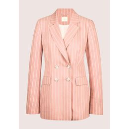 Madeleine Mode Jackenblazer MADELEINE "Streifenblazer Langer Streifenblazer", Damen, Gr. 34, wei&szlig; (puderros&eacute;, wollwei&szlig;), Obermaterial: 62% Modal CMD. 16% Leinen LI. 16% Polyamid PA. 6% Polyester PES., Modern, normal, Blazer