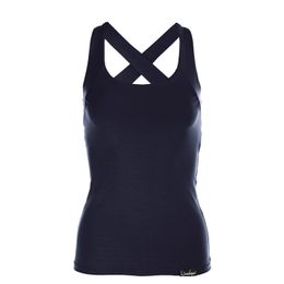 Sporttop WINSHAPE "WVR25", Damen, Gr. XS, blau (night blau), 90% Baumwolle, 10% Elasthan, eckiger Ausschnitt, Tops Sporttop, Cross Back Style