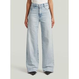 G-Star Raw 5-Pocket-Jeans G-STAR "Deck 2.0 High Loose Jeans", Damen, Gr. 25, L&auml;nge 34, sun faded blau celestite, Obermaterial: 79% Baumwolle, 20% Baumwolle, 1% Elasthan, Jeans 5-Pocket-Jeans