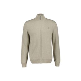 Sweatshirt Gant "Strickjacke CASUAL COTTON ZIP CARDIGAN", Herren, Gr. L, beige (beige melange), Obermaterial: 100% Baumwolle CO., Sweatshirts Sweatshirt