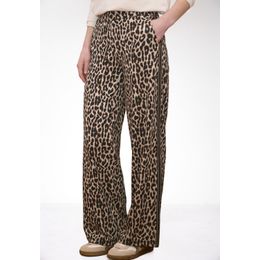 Damen Culotteschwarz, Gr. 36, STREET ONE STUDIO, animal-print, Stoff, 82% Polyester, 18% Elasthan, Hosen, mit Leo-Muster