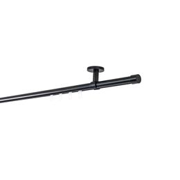 ONDECO Gardinenstange auf Ma&szlig; Innenlauf 20mm Cap 1-lauf Deckentr&auml;ger 4cm mit Gleiter Farbe: Schwarz, Gr&ouml;&szlig;e: 110cm