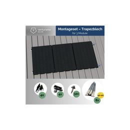 Montageset &ndash; Trapezblech &ndash; f&uuml;r 3 x PV-Module (hochkant, nebeneinander)