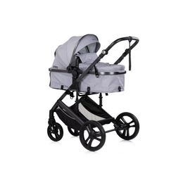 Chipolino Kinderwagen 2 in 1 Amore Getr&auml;nkehalter Wickeltasche Fu&szlig;abdeckung Korb hellgrau
