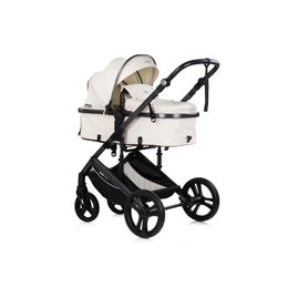 Chipolino Kinderwagen 2 in 1 Amore Getr&auml;nkehalter Wickeltasche Fu&szlig;abdeckung Korb beige-schwarz