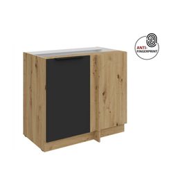 K&uuml;chen-Preisbombe K&uuml;chen Eckschrank 105 cm K&uuml;che ARIA Schwarz matt Anti Fingerprint K&uuml;chenzeile