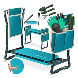 Kesser&reg; 2 in 1 XXL Kniebank f&uuml;r Gartenarbeit Gepolstert Sitzunterlage Eva-Schaumkissen Gartenhocker Klappbar Inkl. 2x Werkzeugtasche Gartenbank H&ouml;henverstellbar 60 x 50 x 27 cm bis 150 kg