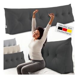 ELONEO R&uuml;ckenkissen Bett- und R&uuml;ckenst&uuml;tzkissen >Anthrazit< 200cm