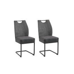 ByLiving Esszimmerstuhl PETER, 2-er Set, Bezug anthrazit, Gestell Metall schwarz