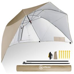 HOMECALL Strandmuschel mit umbrella system, UV-resistentes 50+ Umfunktionieren, f&uuml;r 2-3 Personen, Khaki