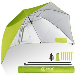 HOMECALL Strandmuschel mit umbrella system, UV-resistentes 50+ Umfunktionieren, f&uuml;r 2-3 Personen, Grun