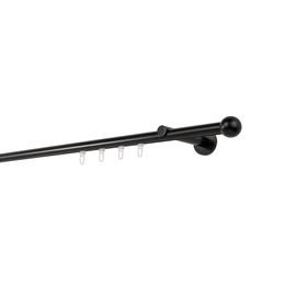 ONDECO Gardinenstange auf Ma&szlig; Innenlauf 20mm Ball 1-lauf Wandtr&auml;ger 12cm mit Gleiter Farbe: Schwarz, Gr&ouml;&szlig;e: 120cm