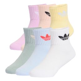 adidas originals Socken 'Ankle 6 Pairs Kids' M&auml;dchen Gr&ouml;&szlig;e 16/17 hellblau / gelb / mint / orchidee / rosa / wei&szlig;