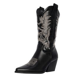 Salinyang Cowboystiefel Damen Gr&ouml;&szlig;e 40 beige / schwarz Winterschuhe