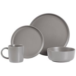 Novel Kombiservice Salerno, Grau, Keramik, 16-teilig, Uni, 410 ml,900 ml, Lfgb, lebensmittelecht, Essen & Trinken, Geschirr, Geschirr-Sets, Kombiservice