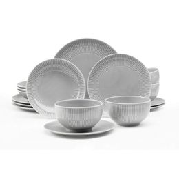 Seltmann Weiden Kombiservice Amina, Hellgrau, Keramik, 16-teilig, 980 ml, Essen & Trinken, Geschirr, Geschirr-Sets, Kombiservice