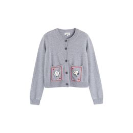 Chinti & Parker Strickjacke 'Snoopy & Charlie Brown' Damen Gr&ouml;&szlig;e XS graumeliert / rot / wei&szlig;