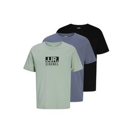 Jj Rebel T-Shirt 'JREBVALDE' Herren Gr&ouml;&szlig;e M basaltgrau / pastellgr&uuml;n / schwarz