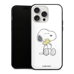 DeinDesign iPhone 15 Pro Max Handy Slim Case extra d&uuml;nn Silikon Handyh&uuml;lle schwarz H&uuml;lle Snoopy Love Peanuts Silikon Slim Case