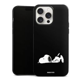 DeinDesign iPhone 15 Pro Max Handy Slim Case extra d&uuml;nn Silikon Handyh&uuml;lle schwarz H&uuml;lle Official Licensed Product Snoopy Peanuts Silikon Slim Case