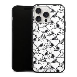 DeinDesign iPhone 15 Pro Max Handy Slim Case extra d&uuml;nn Silikon Handyh&uuml;lle schwarz H&uuml;lle Peanuts Snoopy Muster Silikon Slim Case