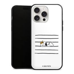 DeinDesign iPhone 15 Pro Max Handy Slim Case extra d&uuml;nn Silikon Handyh&uuml;lle schwarz H&uuml;lle Snoopy Dog Peanuts Silikon Slim Case