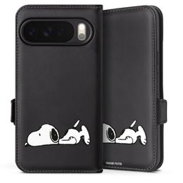 DeinDesign Google Pixel 10 Pro XL Handy Klapph&uuml;lle Handyh&uuml;lle aus Kunst Leder schwarz Flip Case Official Licensed Product Snoopy Peanuts Sideflip mit Lasche