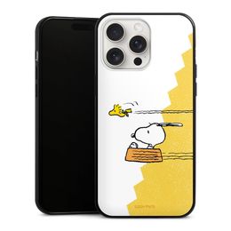 DeinDesign iPhone 15 Pro Max Handy Slim Case extra d&uuml;nn Silikon Handyh&uuml;lle schwarz H&uuml;lle Snoopy Peanuts Children Silikon Slim Case