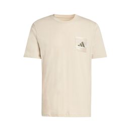 adidas Sportswear T-Shirt Herren Gr&ouml;&szlig;e XS greige / khaki / wei&szlig;