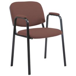 CLP Stapelstuhl mit Armlehnen gepolstert Ken Pro, Konferenzstuhl Stoffbezug stapelbar, Metallgestell schwarz stabil bis 150 kg