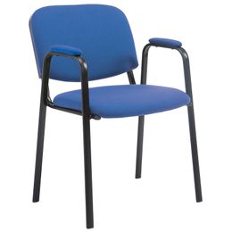 CLP Stapelstuhl mit Armlehnen gepolstert Ken Pro, Konferenzstuhl Stoffbezug stapelbar, Metallgestell schwarz stabil bis 150 kg