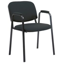 CLP Stapelstuhl mit Armlehnen gepolstert Ken Pro, Konferenzstuhl Stoffbezug stapelbar, Metallgestell schwarz stabil bis 150 kg