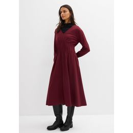 bonprix Bequemes Kleid mit Zierfalten aus Viskose-Mix, rot, Viskose