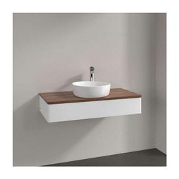 Villeroy & Boch Villeroy und Boch Antao Waschtisch-Unterschrank L09052MT mit Beleuchtung, 1 Auszug, 1000 x 190 x 500 mm, Front ohne Struktur, White Matt Lacquer / Warm Walnut