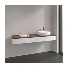 Villeroy & Boch Villeroy und Boch Antao Waschtisch-Unterschrank L16052MT mit Beleuchtung, 2 Ausz&uuml;ge, 1600 x 190 x 500 mm, Front ohne Struktur, White Matt Lacquer / Warm Walnut
