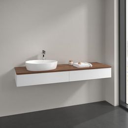 Villeroy & Boch Villeroy und Boch Antao Waschtisch-Unterschrank L15152MT mit Beleuchtung, 160x19x50cm, Hahnlochbohrung, Waschbeckenplattenfarbe warm walnut, white matt lacquer
