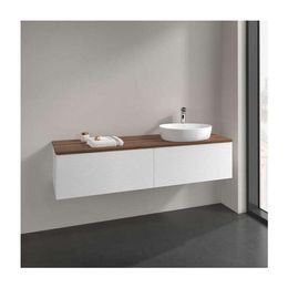 Villeroy & Boch Villeroy und Boch Antao Waschtisch-Unterschrank L27012MT mit Beleuchtung, 4 Ausz&uuml;ge, 1600 x 360 x 500 mm, Front ohne Struktur, White Matt Lacquer / Warm Walnut