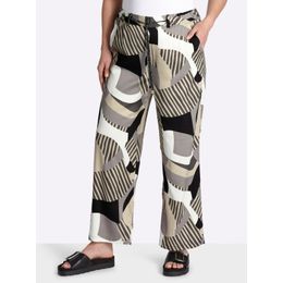 sheego Damen Marlene-Hose mit Grafikprint, schwarz-grau-bedruckt, Gr&ouml;&szlig;e 54