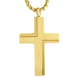 Firetti Damen Kette mit Anh&auml;nger "Schmuck Geschenk Kreuz", Edelstahl, L: 45 B: 2,3mm, gold, Edelstahl, B:2,3mm, Halsketten