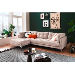 Ecksofa TRENDS BY HG, B:275cm H:75cm T:158cm, beige, Wohnzimmer, Sofas, "Landau L-Form", in Cord-Stoff mit Metallfu&szlig;