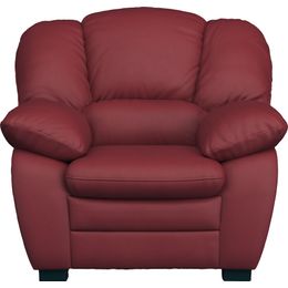Sessel COTTA, B:109cm H:88cm T:92cm, rot, 100% Echtleder, Wohnzimmer, Sessel, "Casino", Polstergarnitur, auch als Set erh&auml;ltlich