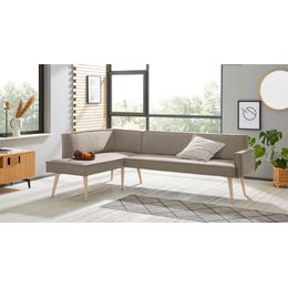 Eckbank, B:158cm H:84cm T:239cm, grau, exxpo - SOFA FASHION, 100% Polyester, Esszimmer, Sitzb&auml;nke, "Lungo, moderne Kedernaht, bequem und elegant,