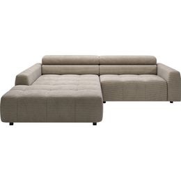 Ecksofa 3C CANDY, B:258cm H:68cm T:217cm, grau, 88% Polyester, 12% Polyacryl, Wohnzimmer, Sofas, "Denver auch mit Cord- und Easy care-Bezug,