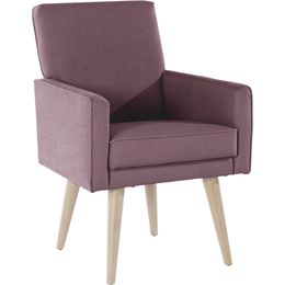 Sessel, B:64cm H:89cm T:67cm, lila, exxpo - SOFA FASHION, Wohnzimmer, Sessel, "Lungo, Loungesessel mit moderner Kedernaht, bequem und elegant",