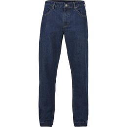 Bequeme Jeans Urban Classics "Urban Classics Herren Open Edge Loose Fit Jeans", Damen, Gr. 28, Normalgr&ouml;&szlig;en, midindigo washed, 100% Baumwolle, unifarben, Jeans
