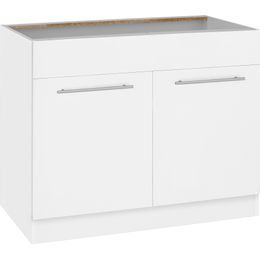 Wiho-K&uuml;chen Sp&uuml;lenschrank WIHO K&Uuml;CHEN, B:100cm H:82cm T:57cm, wei&szlig;, K&uuml;che, Schr&auml;nke, "Unna", 100 cm breit, ohne Arbeitsplatte