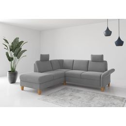 Ecksofa Home Affaire, B:240cm H:90cm T:216cm, grau, 100% Polyester, Wohnzimmer, Sofas, "Rochelle, L-Form", wahlweise mit Armteilverstellung,